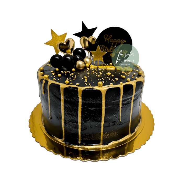 Pastel Negro Y Dorado Elegante
